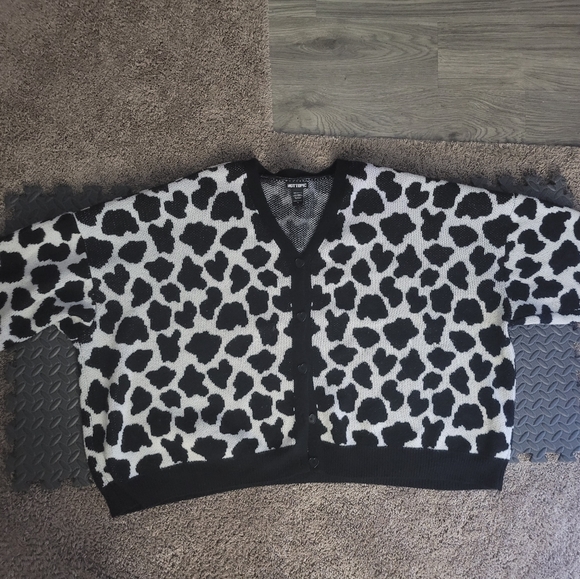 Hot Topic | Sweaters | Hot Topic Cow Pattern Cardigan | Poshmark